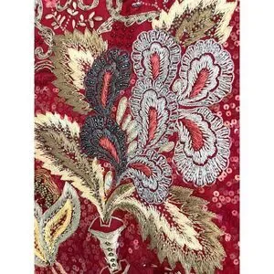 Accessories | Vtg Megan Park England Red Embroidered Silk Beaded Scarf ...